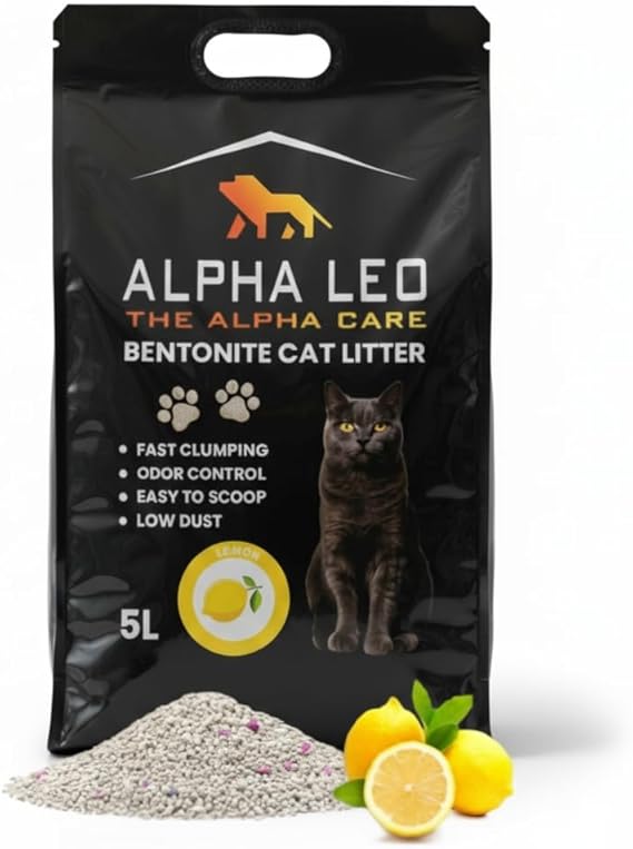 Alpha Leo Premium Bentonite Clumping Cat Litter - 5L - Lemon scent