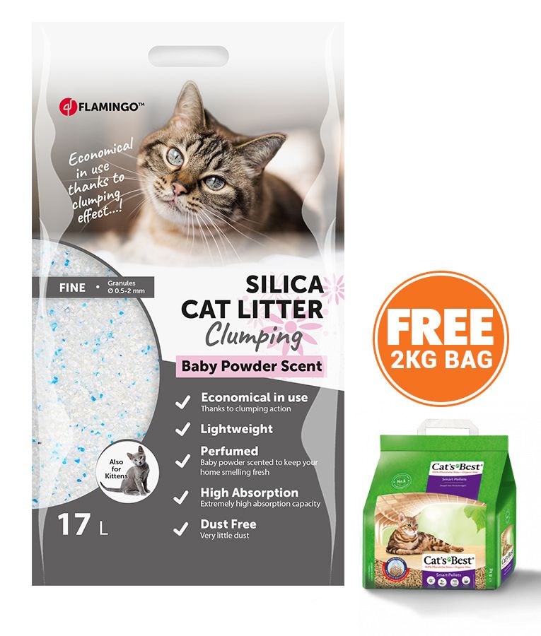 Flamingo Silica Fine Baby Powder Scent Clumping Cat Litter - 5L