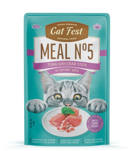 Cat Fest Meal No 5 Cat Food in Jelly-Tuna With Crab Stick 50g [Minimum