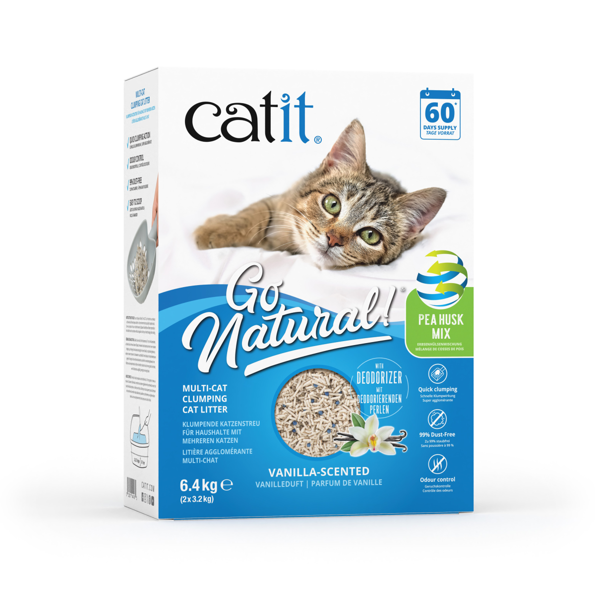 Catit Go Natural! Multi-Cat Clumping Cat Litter with Deodorizer, 2 x 3