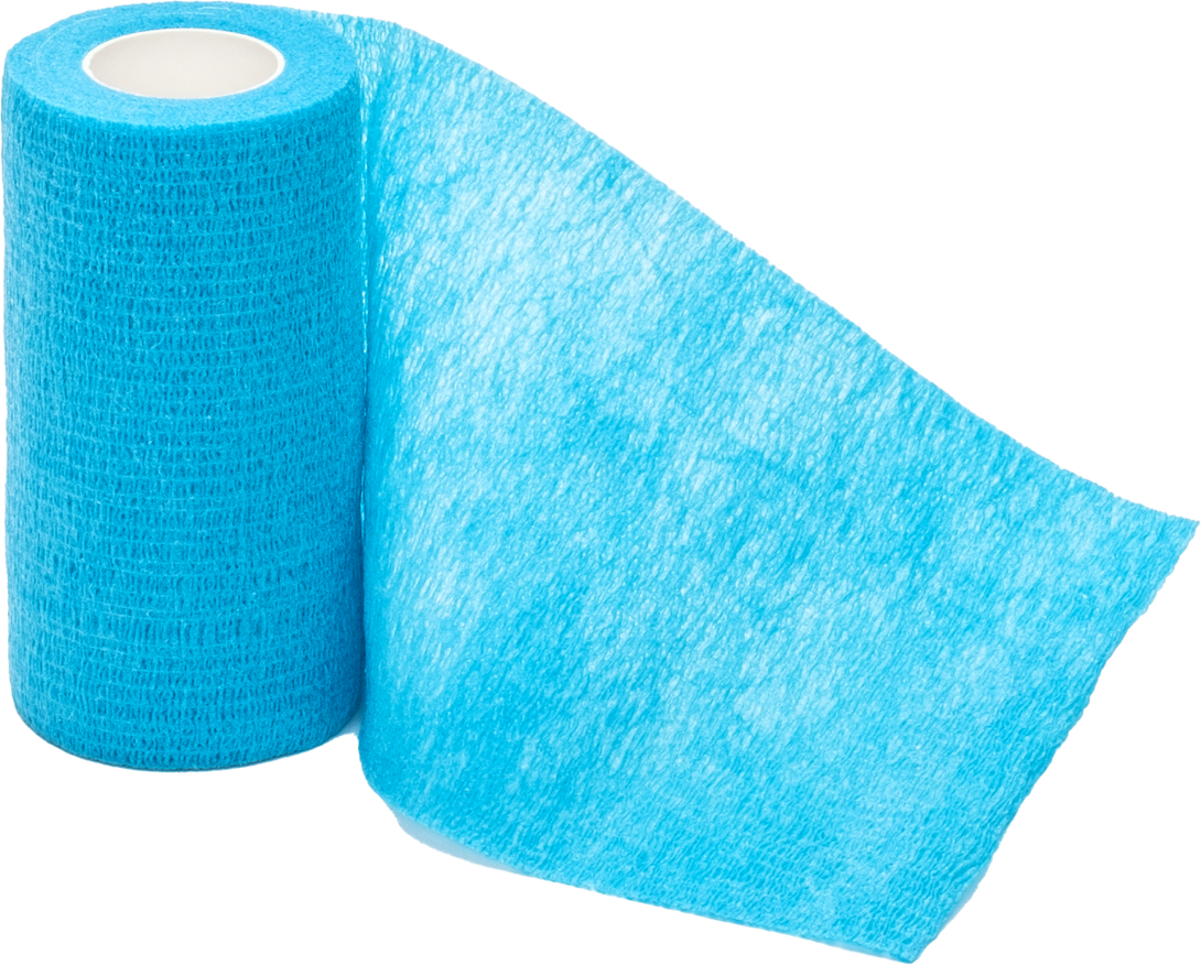 Cohesive Bandages, 10 cm x 4.5 m (stretched), light blue, 18 rolls