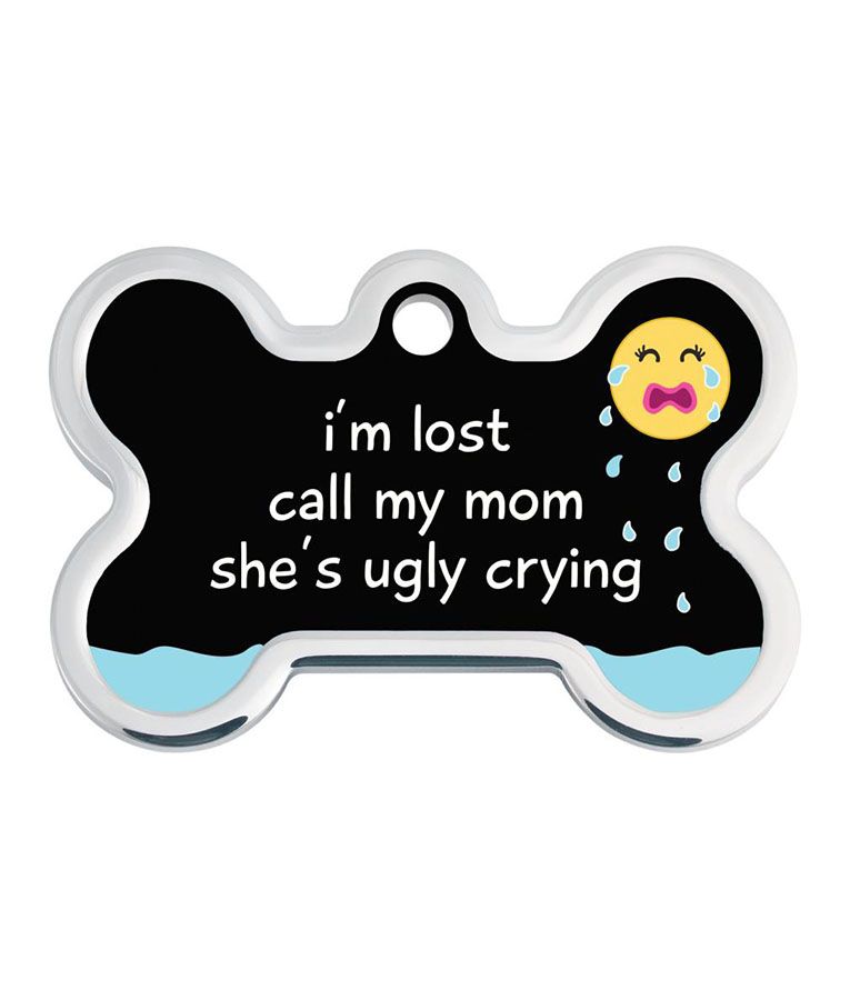 ID Tag Bone Large Raised Edge I'm Lost Call My Mom